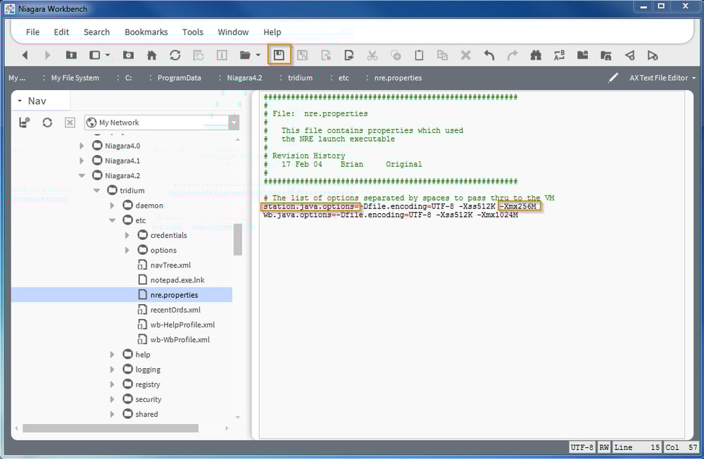 Modifying Max Heap for JVM on Niagara Supervisor in N4