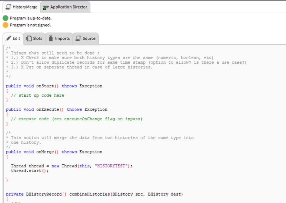 How can I combine histories in Niagara? (History Merge)