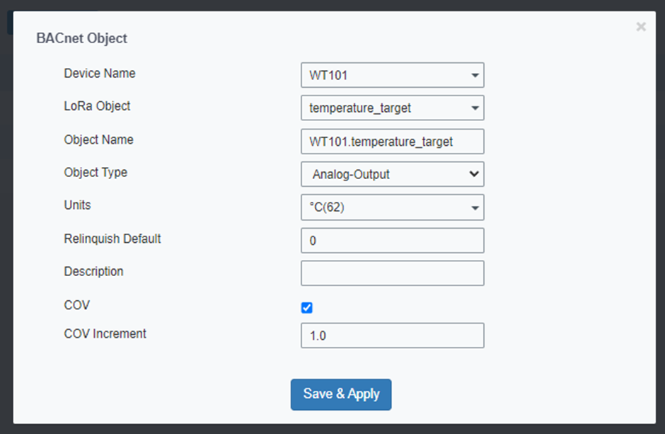 How do I change the setpoint on a WT101 over BACnet?