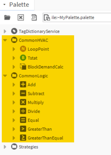 Creating my palette and customizing the "New" menu