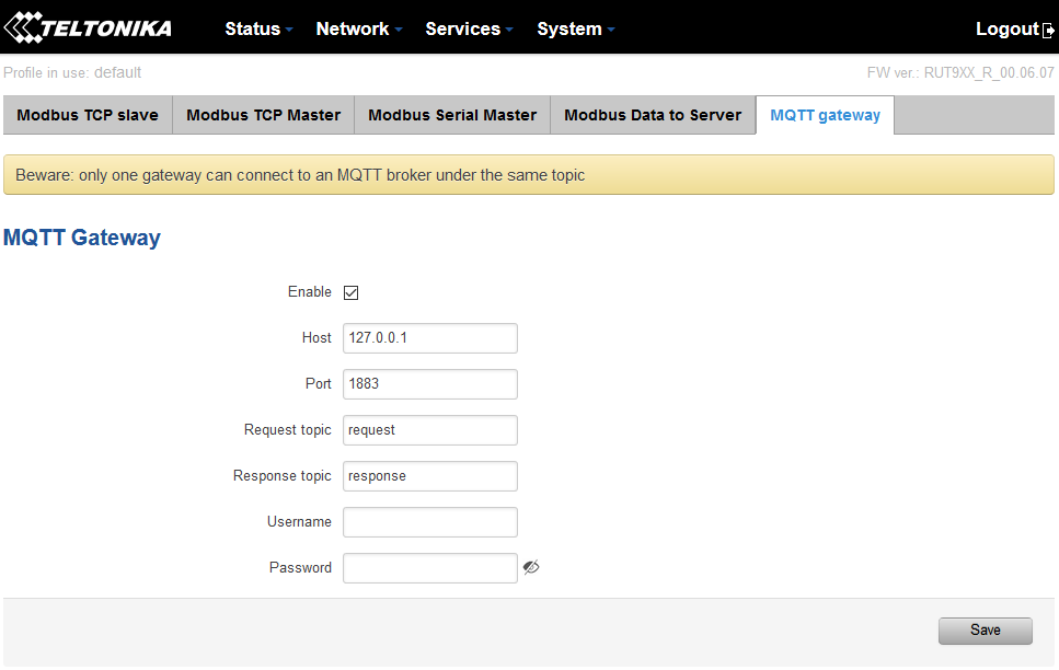 How can I get Modbus data on the local or a remote MQTT broker